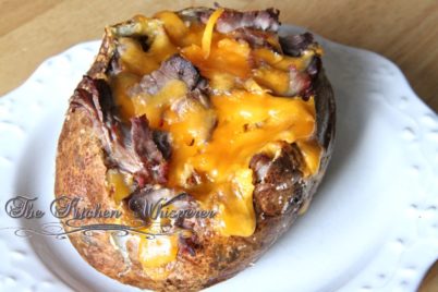 Cheesy Shaved Beef Stuffed Baked Potatoes - The Kitchen Whisperer