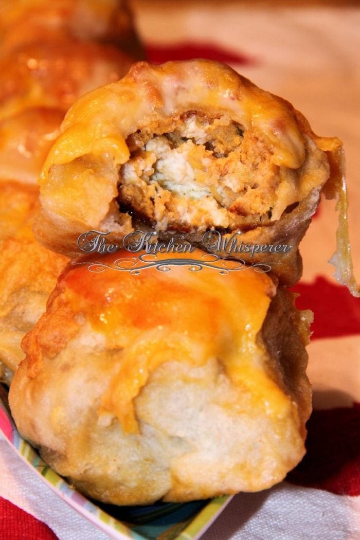 Cheesy Ranch Stuffed Buffalo Chicken Pizza Puffs - The Kitchen Whisperer