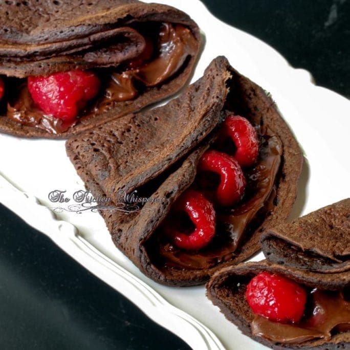 Chocolate Crepes with Chocolate Ganache and Raspberries