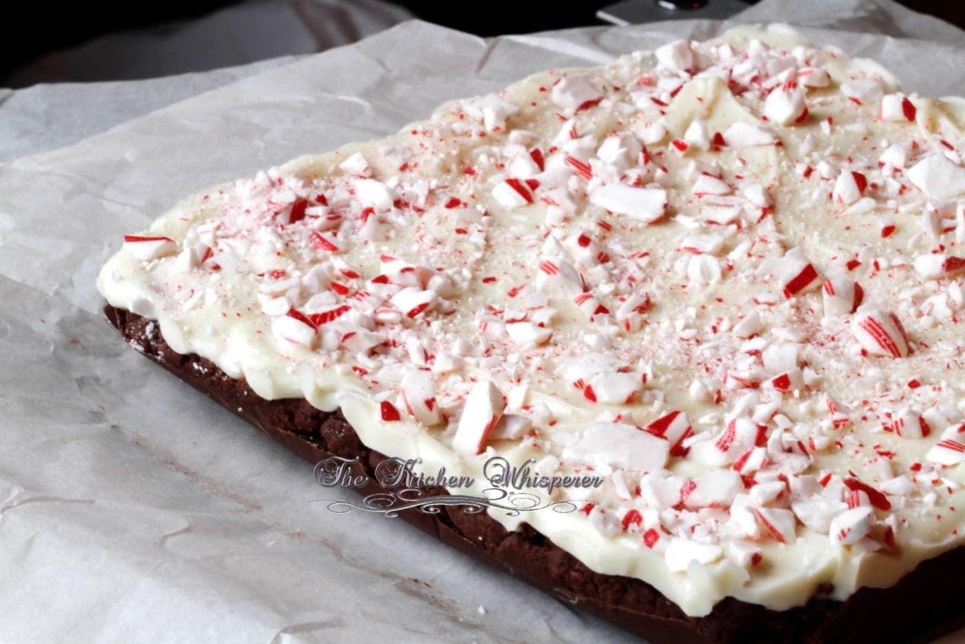 Peppermint Crunch Brownie Batter Bark - The Kitchen Whisperer