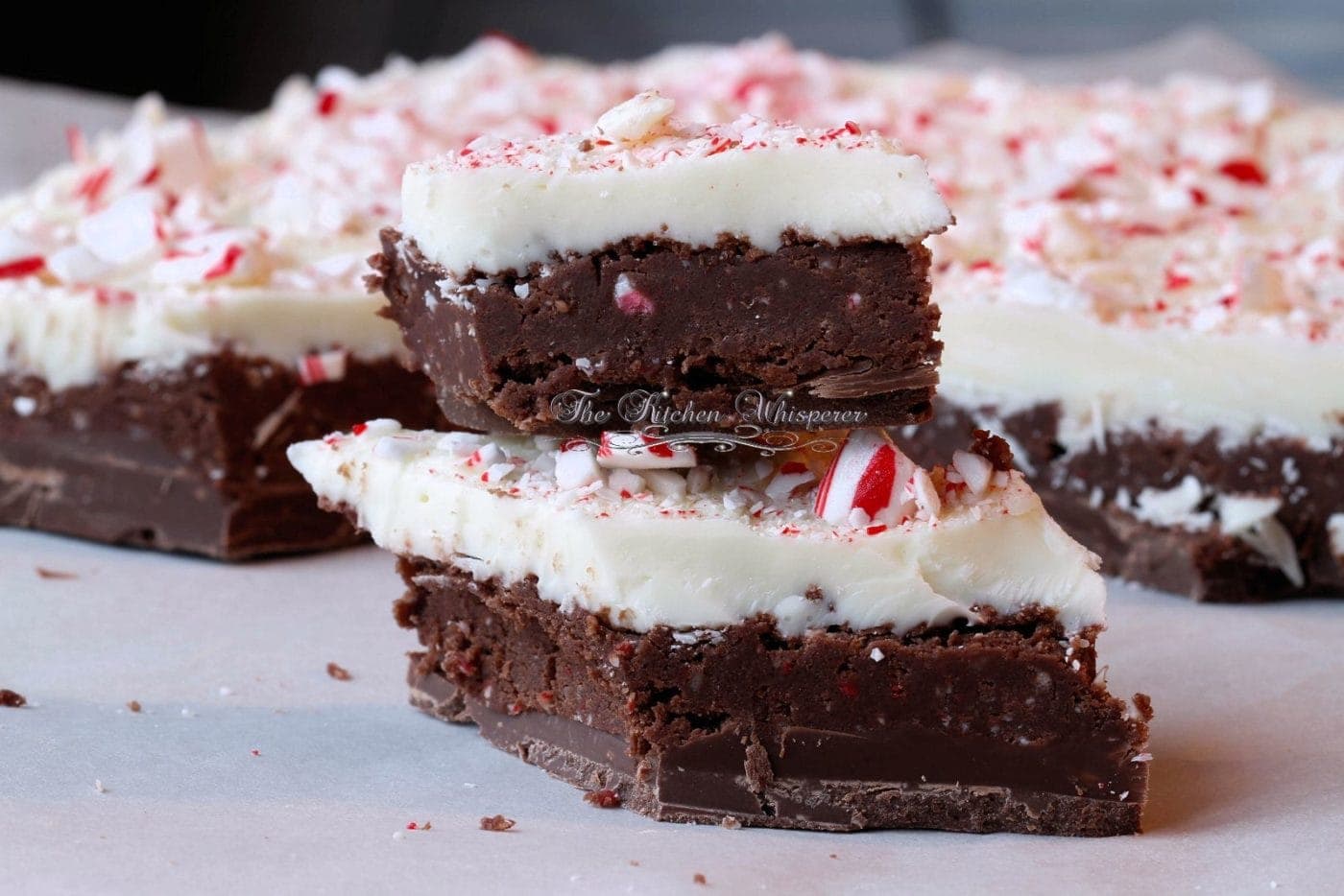 Peppermint Crunch Brownie Batter Bark - The Kitchen Whisperer