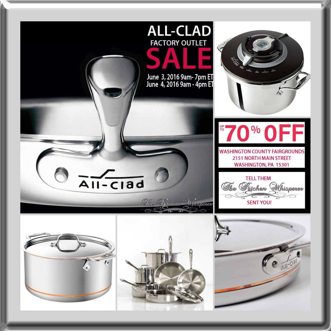 All-Clad Factory Sale June 3rd and 4th 2016 - The Kitchen Whisperer