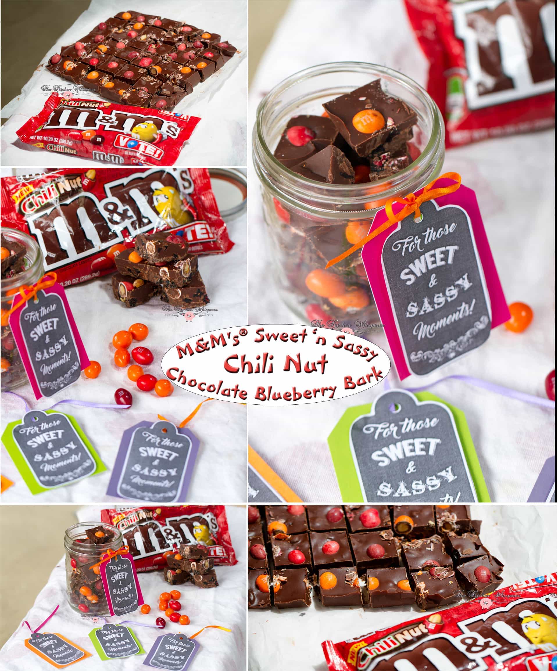 Sweet & Sassy M&M’s® Chili Nut Chocolate Blueberry Bark