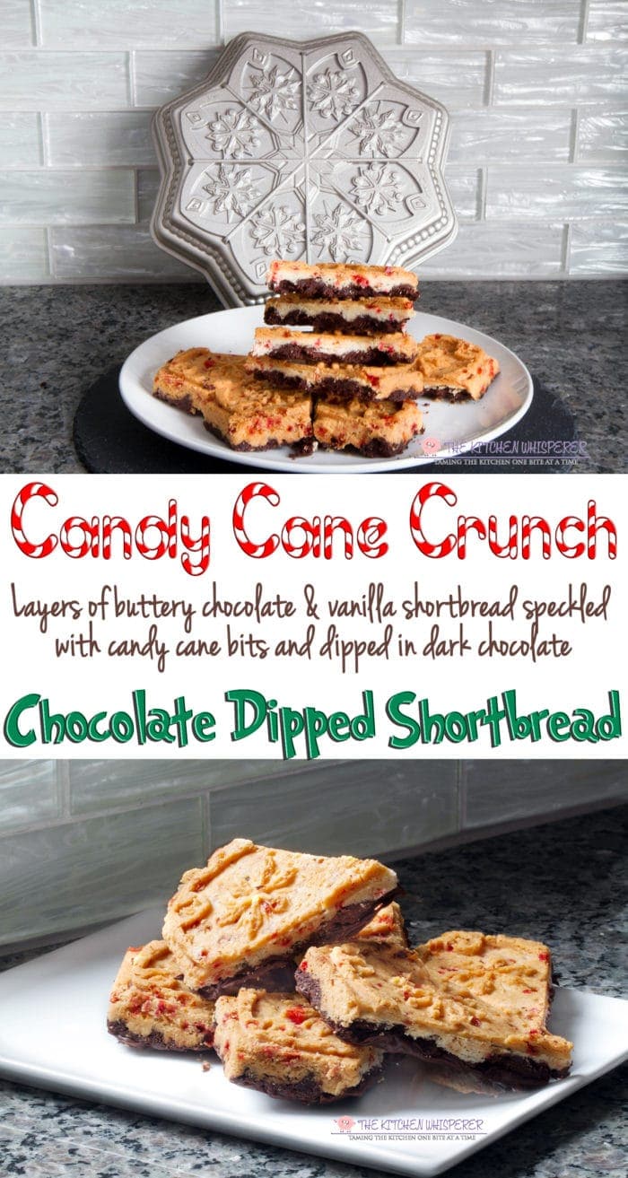 Candy Cane Crunch Chocolate Dipped Shortbread - The Kitchen Whisperer