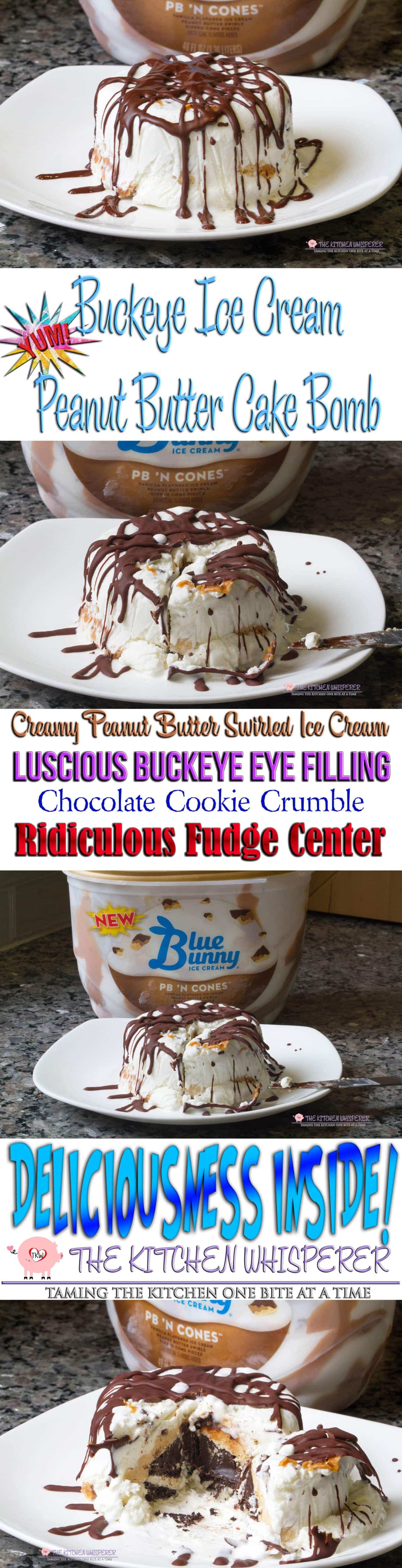 Buckeye Ice Cream Peanut Butter Cake Bomb - The Kitchen Whisperer