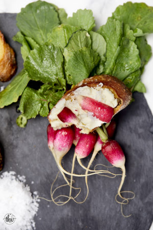 French Radishes with Butter and Salt on toast
