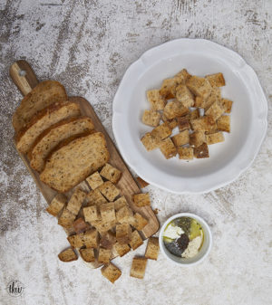 Cheesy Garlic White Cheddar Parmesan Croutons