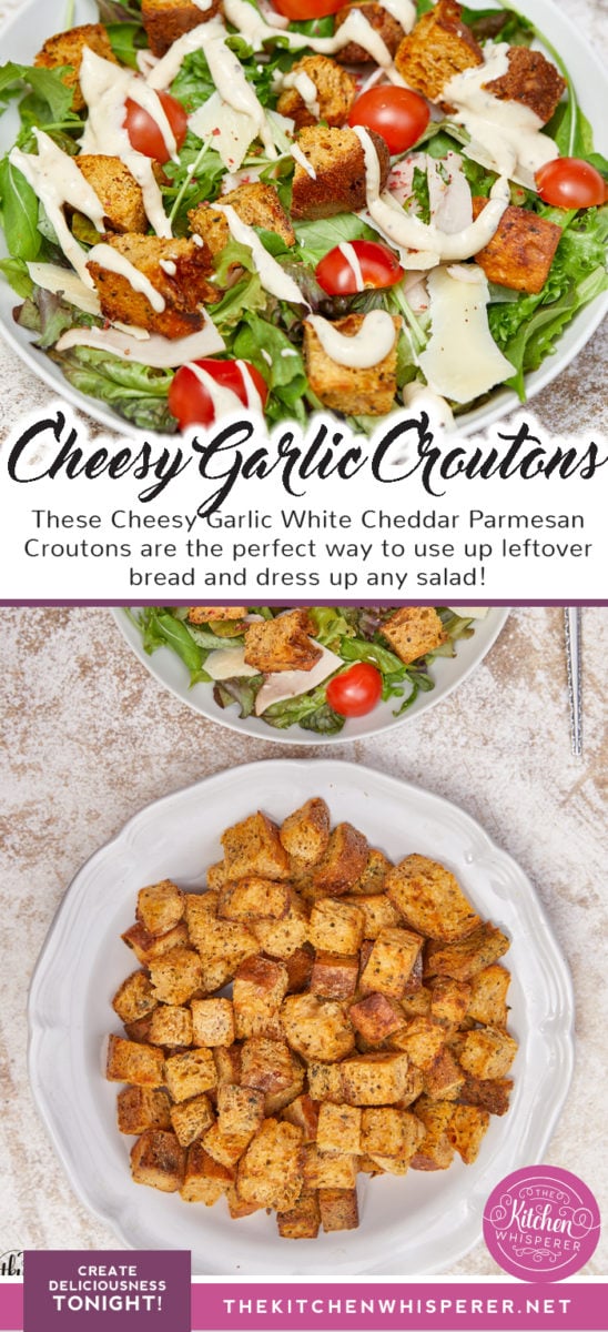 Cheesy Garlic White Cheddar Parmesan Croutons