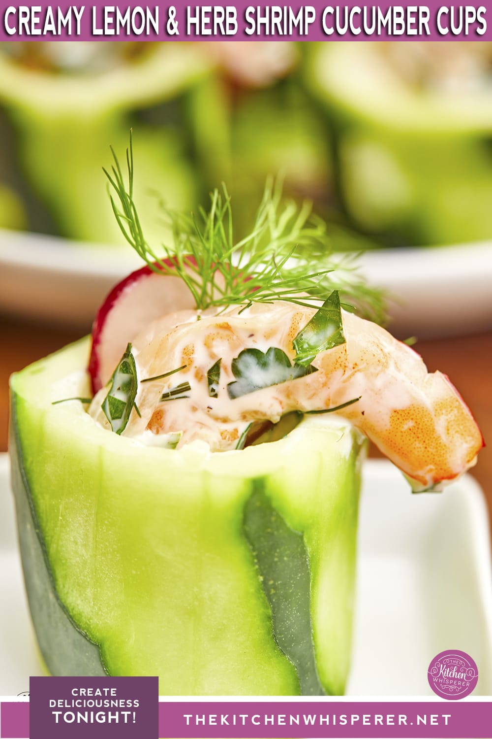 Chilled Shrimp Cucumber Cups with Creamy Herb Sauce