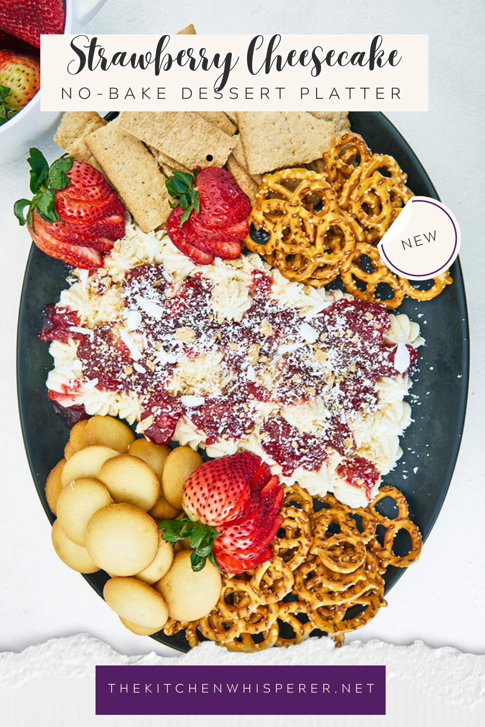 Ultimate No-Bake Strawberry Cheesecake Party Platter
