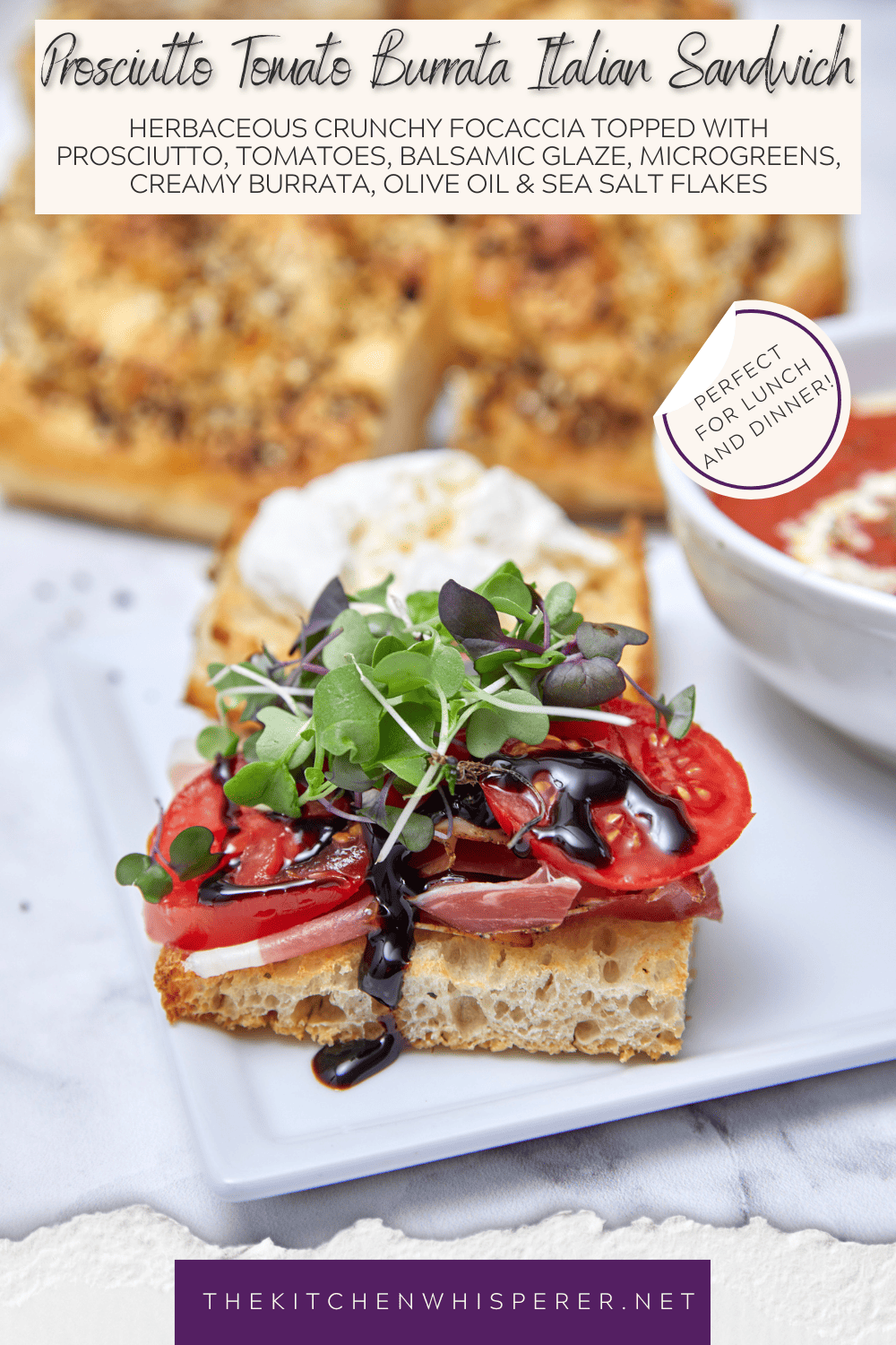 Indulge in a Scrumptious Prosciutto, Tomato, & Burrata Focaccia Sandwich