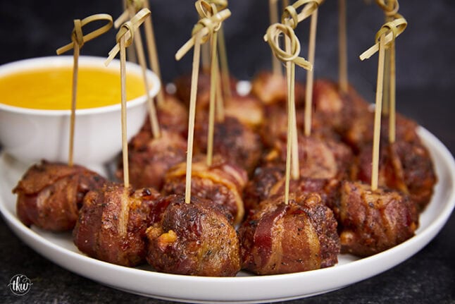 Smoked Bacon Wrapped Cheesy Big Daddy Mac Meatballs - The Kitchen Whisperer