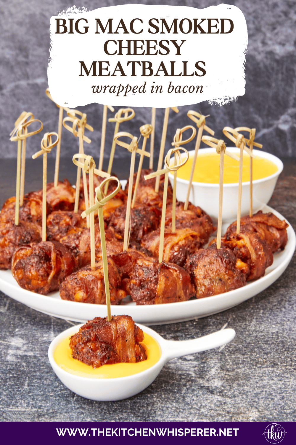 Smoked Bacon Wrapped Cheesy Big Daddy Mac Meatballs - The Kitchen Whisperer