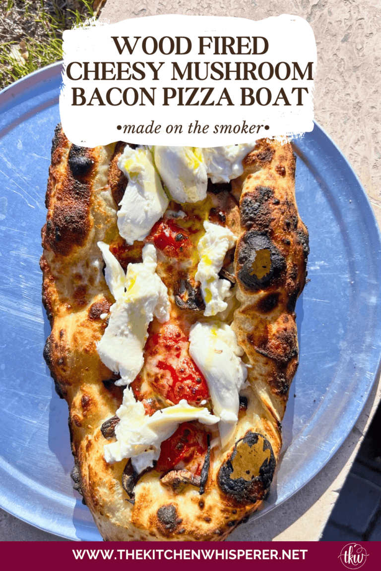 Wood Fired Cheesy Mushroom Bacon Pizza Boat - The Kitchen Whisperer