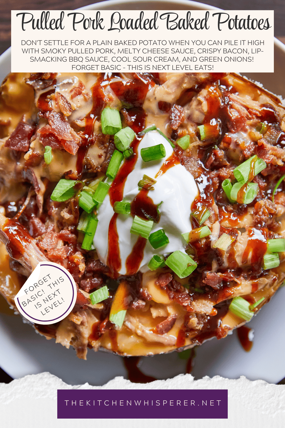 Fully Loaded Pulled Pork Stuffed Baked Potatoes - The Kitchen Whisperer