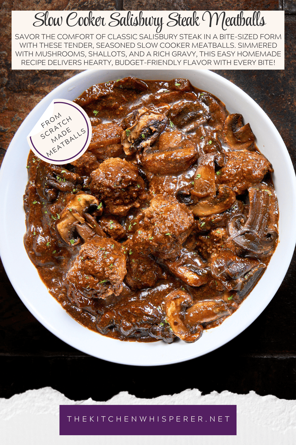 From Scratch Crockpot Salisbury Steak Meatballs - The Kitchen Whisperer